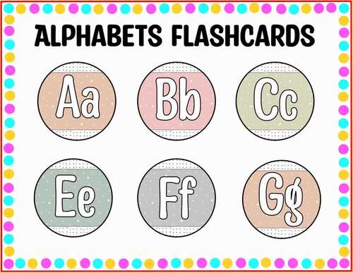 Printable Boho Neutral Dotty Flashcards, Editable Alphabet Flashcards ...