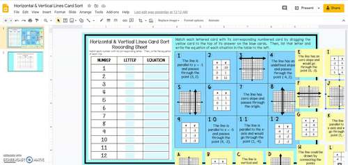 Horizontal & Vertical Lines HOY VUX Card Sort | PAPER & DIGITAL by Math ...