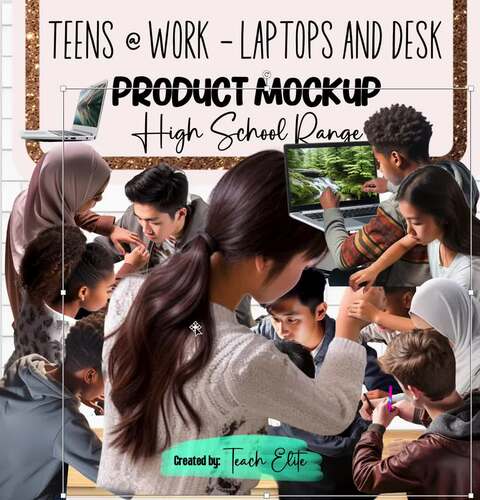 High School Teens, Laptop and Desk mockup MOVEABLE Mock-up png by Teach ...