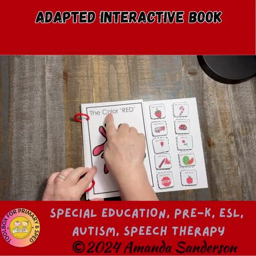 Adapted Book THE COLOR RED, Special Education, Autism, ESL, Speech Therapy