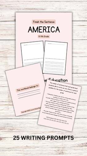 AMERICA Writing Prompts: 25 Finish the Sentence Writing Prompts for ...