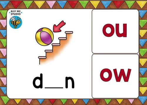 OU OW Diphthongs Boom Cards by Busy Bee Studio | TPT