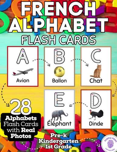 French Alphabet Letters Printable Flash Cards for Pre-k & Kindergarten