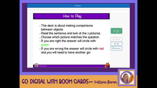Boom™ Cards with audio: Making Comparisons with Descriptions by Katrina ...