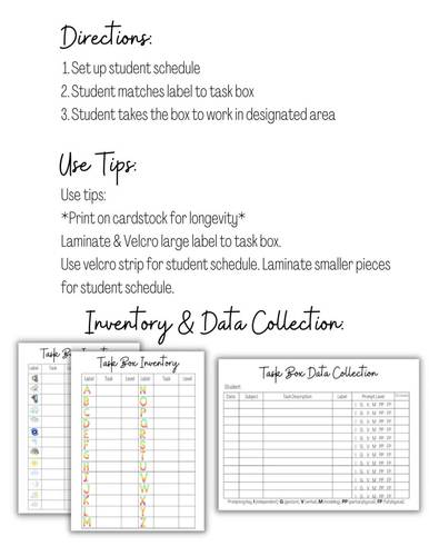 Independent Work Station Task Box Labels by Differentiated Education