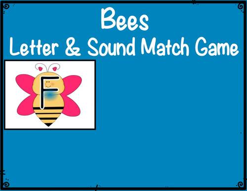 Bees Themed Upper & Lowercase Letter & Sound Match Game | TPT