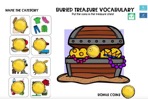 Buried Treasure Vocabulary BOOM Cards: Digital Speech Therapy Pirate Theme
