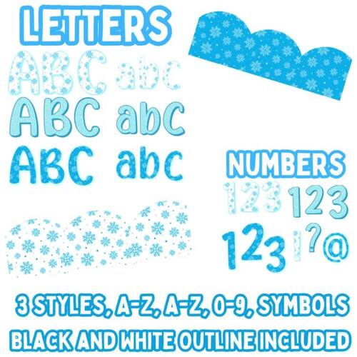 Snowflake Bulletin Board Letters and Borders Bundle for Winter ...