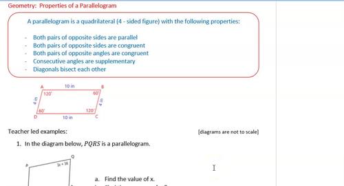 Quadrilaterals 1 - The Properties of a Parallelogram (lesson video)