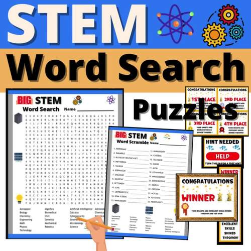 STEM Word Search Puzzles Activity Science Engineering Math No Prep Resource