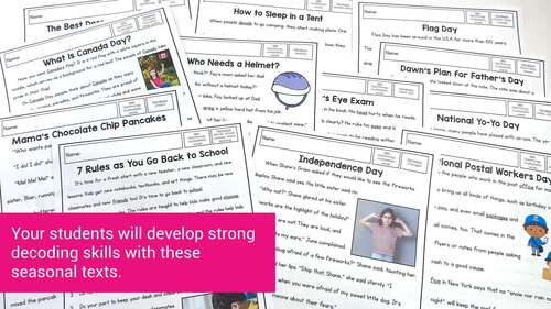 Summer Decodable Texts for 2nd Grade | Passages on Summer and Summer ...