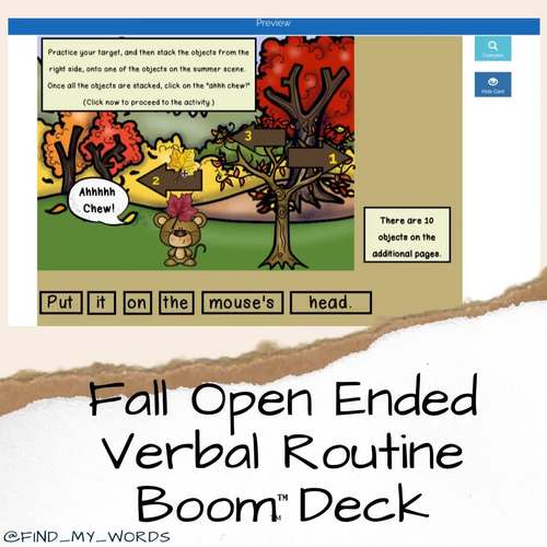 Fall Open Ended Verbal Routine Speech and Language Boom Cards by Find ...
