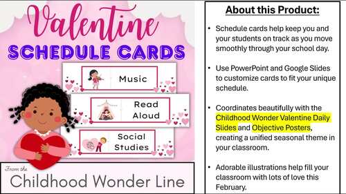 Editable Valentine’s Schedule Cards for February - Childhood Wonder Line