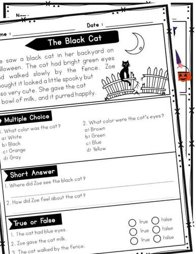 Halloween 20 Reading Comprehension Short Stories with Questions Grade ...