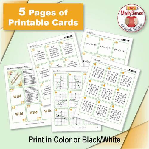 Linear Function Representations: PDF Card Games & PPT / Google ...