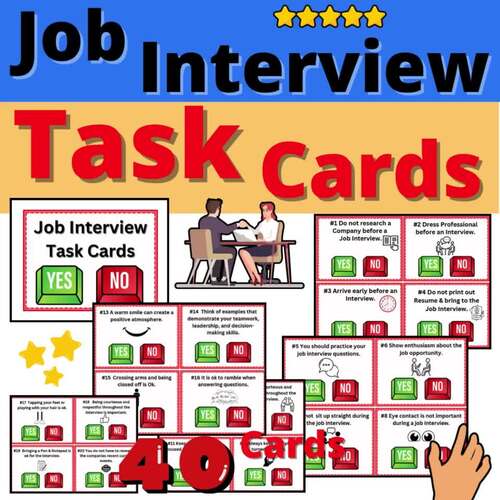 Job Interview Task Cards Activity Resources Career Exploration CTE