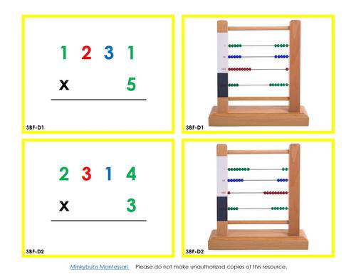 Montessori Small Bead Frame Command Cards Addition Subtraction ...