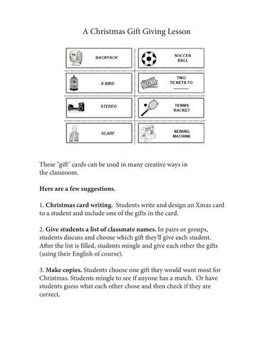 A Christmas Gift Giving Lesson - Activity Cards. Holidays. Vocabulary ...