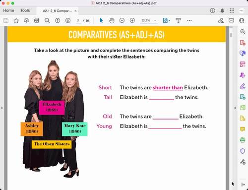 ESL Elementary Lesson: Learn Comparatives (As+adj+As) by ESL Class Workshop