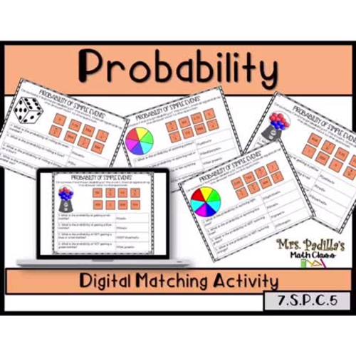 Probability of Simple Events Digital Matching Activity | Distance Learning