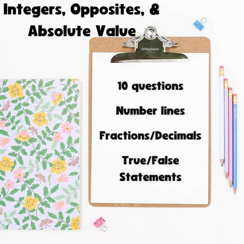 Integers, Opposites, and Absolute Value Riddle Activity NO PREP 6th 7th ...