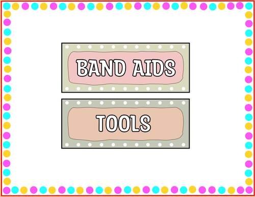 Boho Neutral Dotty Classroom Supplies Name Slips, Book Bin Tags ...