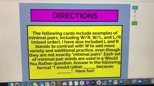 Minimal Pairs W and L, W and R, L and R Speech Therapy Activity Boom Cards™