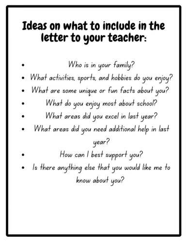 A Letter to My Teacher Writing - First Day Self Portrait - My Family ...