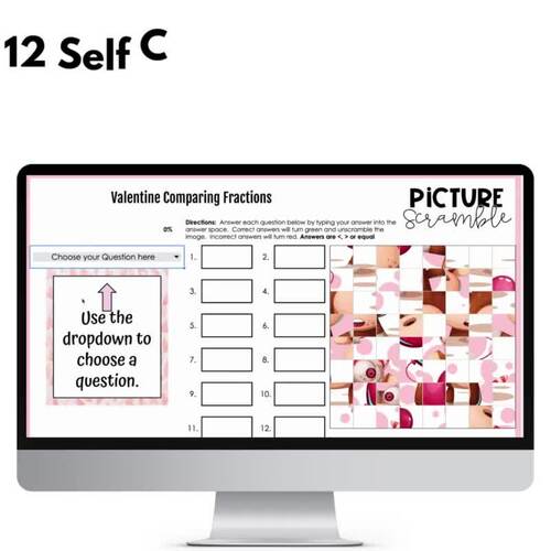 Valentines Fractions Comparing Pictures 3rd Grade Worksheet & Activity ...