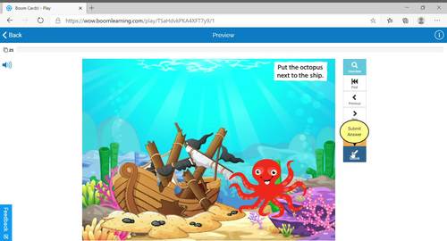 Prepositions: Under The Sea 1-step spatial instructions BOOM Cards