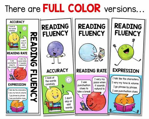 Reading Fluency Bookmarks about Accuracy, Reading Rate, & Expression or ...
