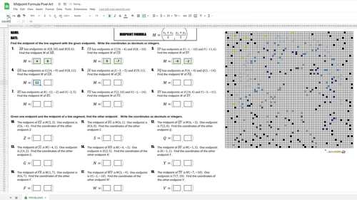 Google Sheets Geometry Digital Pixel Art Midpoint Formula by Algebra ...
