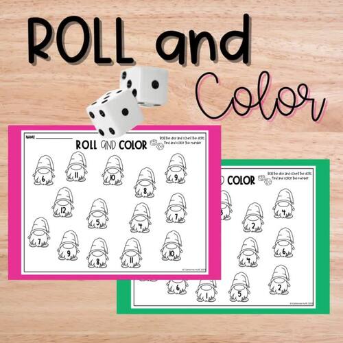 Kinder Math Centers Adding, Roll & Cover, Color Winter Subitizing ...