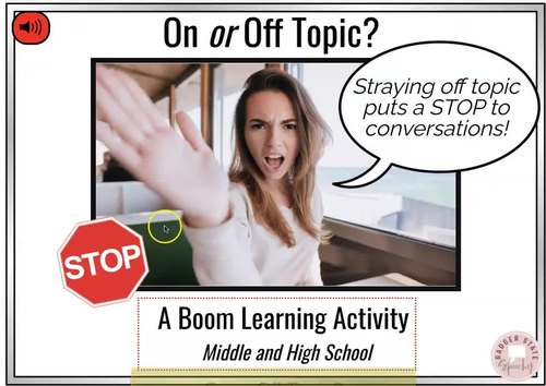 Boom Topic Maintenance for Middle High School Social Skills | TpT