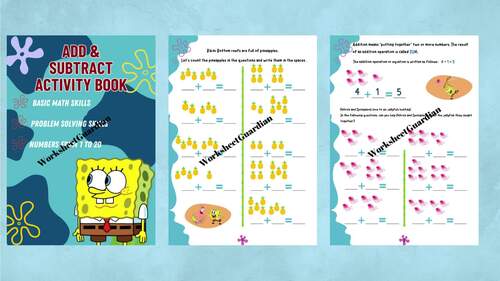 Spongebob Addition Subtraction Activity Book - Fun Basic Math Worksheet ...