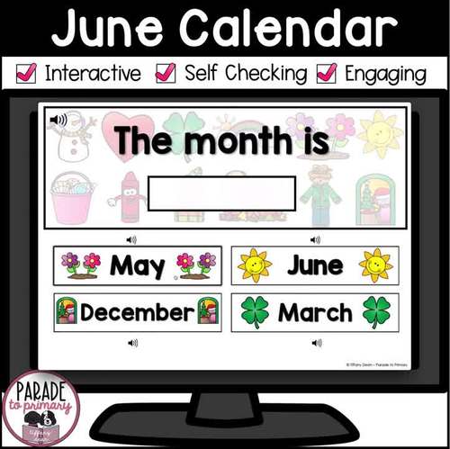 DIGITAL CALENDAR - June - Morning Meeting - Circle Time - Boom Cards