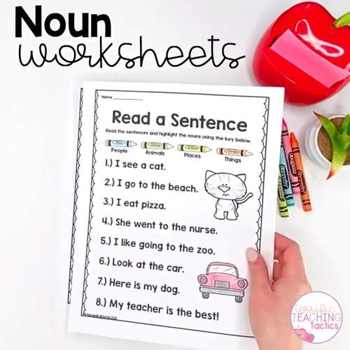 Noun Worksheets Parts Of Speech Practice Grammar Noun Morning Work Homework