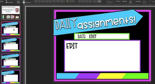 Distance Learning Daily Assignment Slides Brights Themed At Home ...