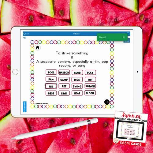 Summer Multiple Meaning Words Boom Cards by Speech Friend | TPT