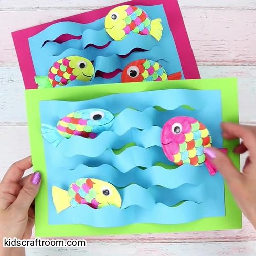 Swimming Fish Craft - Cut and Glue Activity - Summer Craft - Beach Craft
