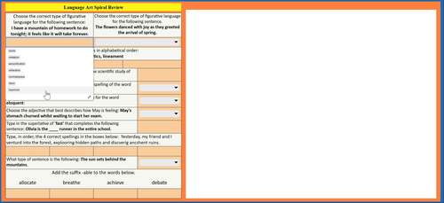 NO PREP - Spiral Language Art Review for 4th/5th Grades - Ocean