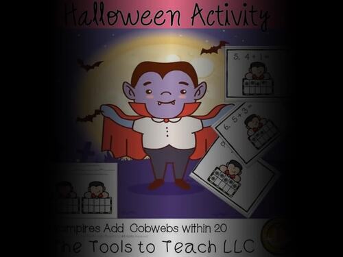 Halloween Vampire Add Cobwebs to 20 Task Card Grades 1st-3rd Low Prep