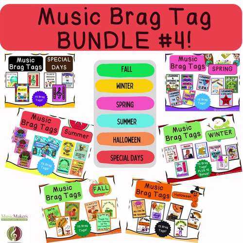 Music Brag Tag Bundle #4 - Seasons and Special Days! by MusicMakers Academy