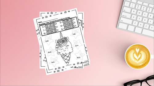 Unicorn Math Coloring Worksheets - Color by number by First Grade Party