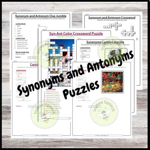 Synonyms and Antonyms Puzzles Bundle Code Breakers Crosswords Word ...