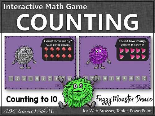 Counting to 10 Number Sense Interactive Math Game {Fuzzy Monster Dance}