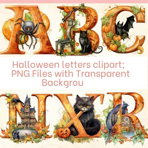 Halloween Bulletin Board Letters Alphabet Clipart A-Z Uppercase Letters