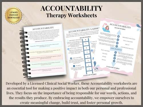 Accountability Worksheets for teens and adults self-blame vs accountability