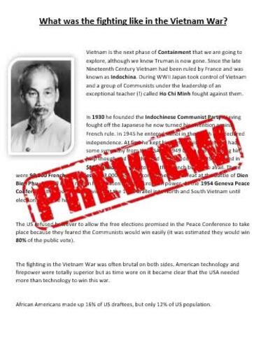 What was fighting like in the Vietnam War? Model Preparation Lesson