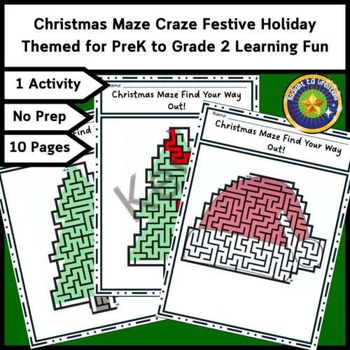 Christmas Maze Craze Festive Holiday Themed for PreK to Grade 2 ...